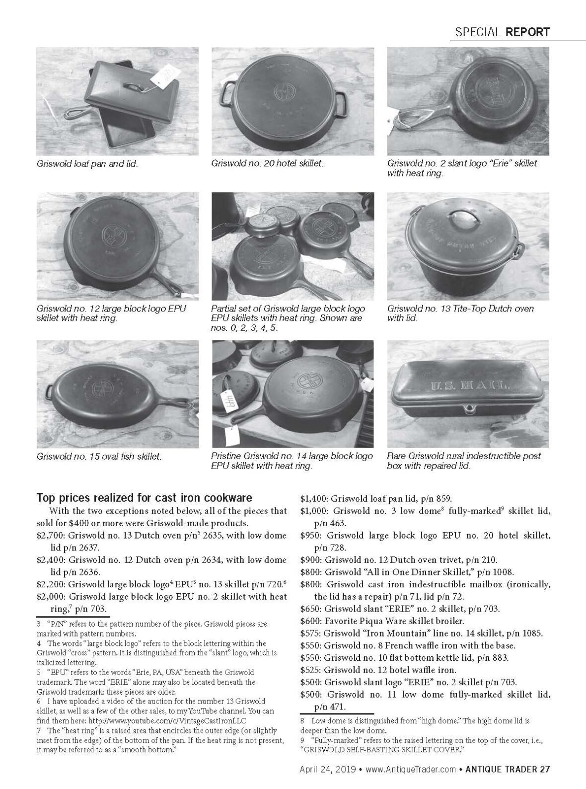 Antique Trader Special Report: Indiana Cast Iron Cookware Auction Draws ...