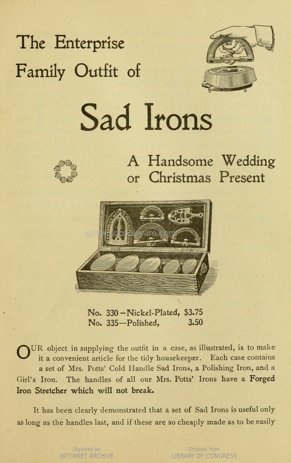 The "Mrs. Potts" Sad Iron - Griswold Cookware