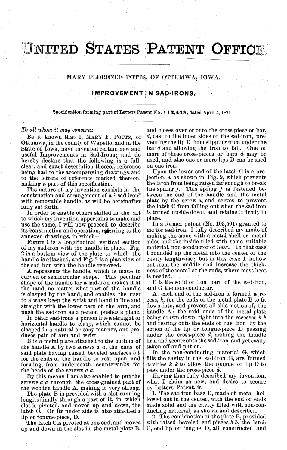 The "Mrs. Potts" Sad Iron - Griswold Cookware